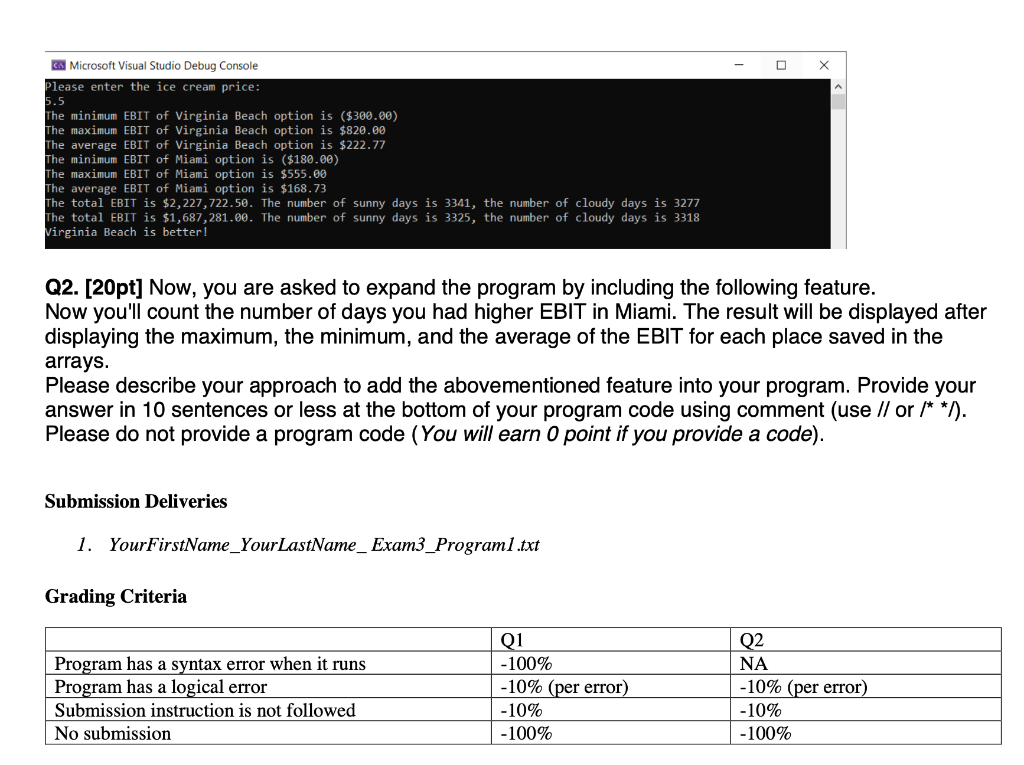 Solved Part 2: EBIT of ice cream truck II [70pt total] | Chegg.com
