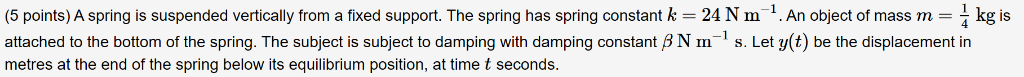 Solved A spring is suspended vertically from a fixed | Chegg.com