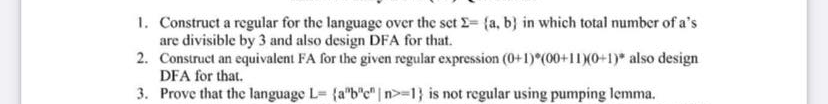 Solved 1. Construct a regular for the language over the sct | Chegg.com