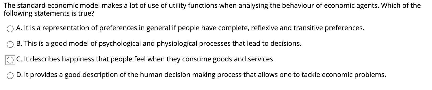 Solved The standard economic model makes a lot of use of | Chegg.com