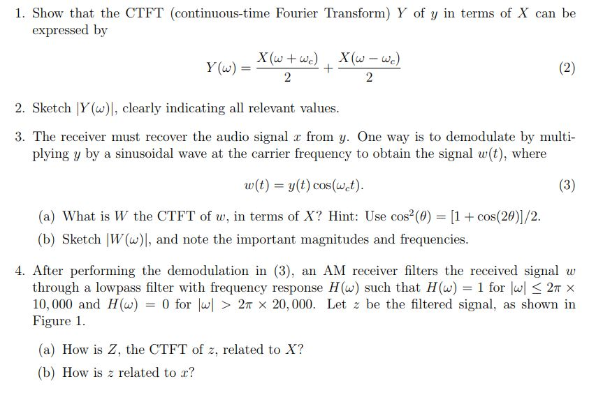 Solved 3 Introduction to Amplitude Modulation The problem | Chegg.com