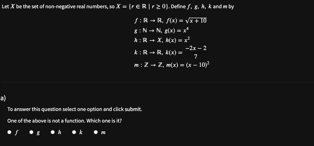 Solved Let X be the set of non-negative real numbers, so X = | Chegg.com