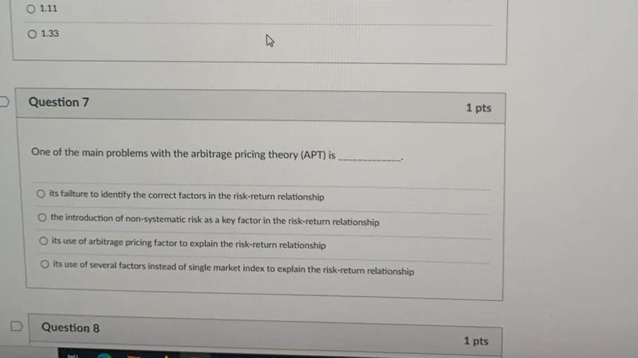 Solved 1.11 1.33 Question 7 1 pts One of the main problems | Chegg.com