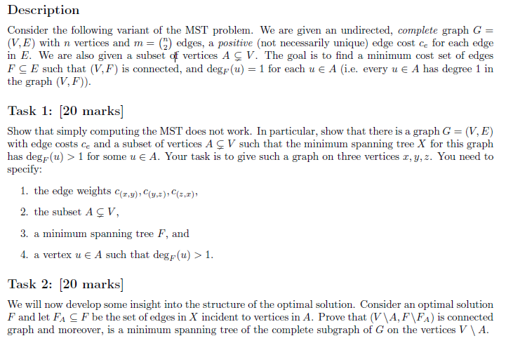 Solved Consider the following variant of the minimum | Chegg.com