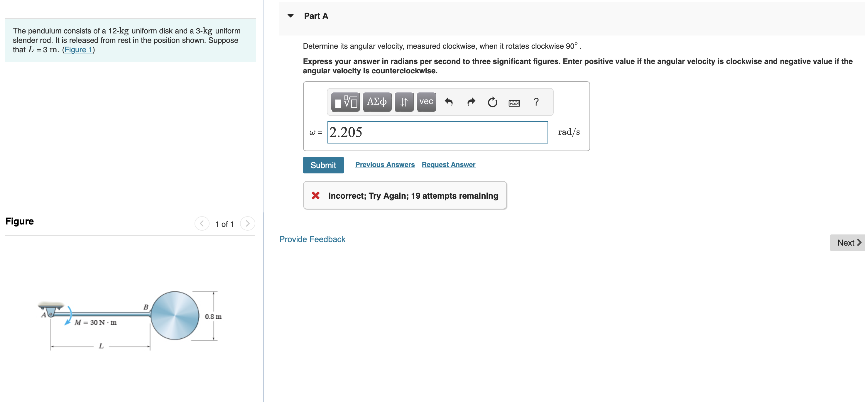 Solved The pendulum consists of a 12-kg uniform disk and a | Chegg.com