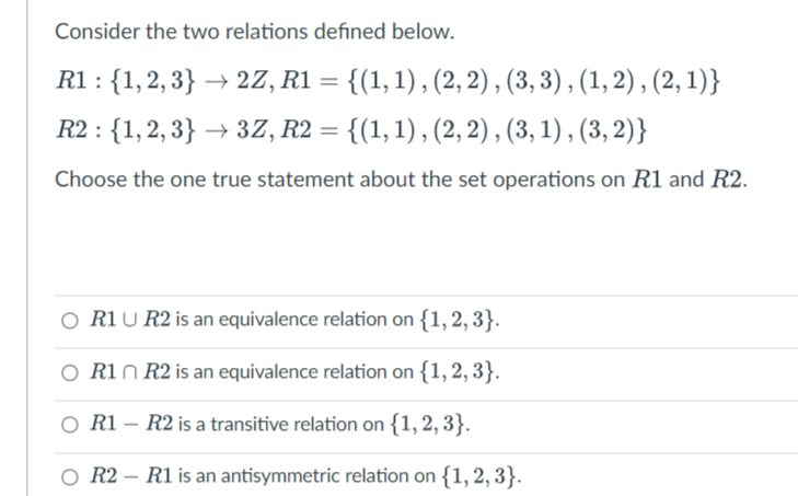 Solved Consider the two relations defined below. | Chegg.com