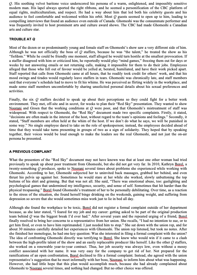 Solved Critical Thinking Exercise Analyze the following case | Chegg.com