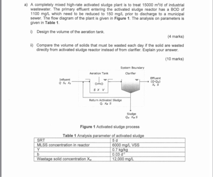 a) A completely mixed high-rate activated sludge | Chegg.com