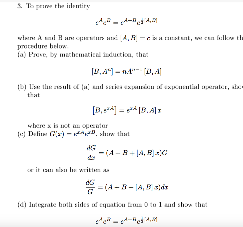 Solved 3. To prove the identity where A and B are operators | Chegg.com