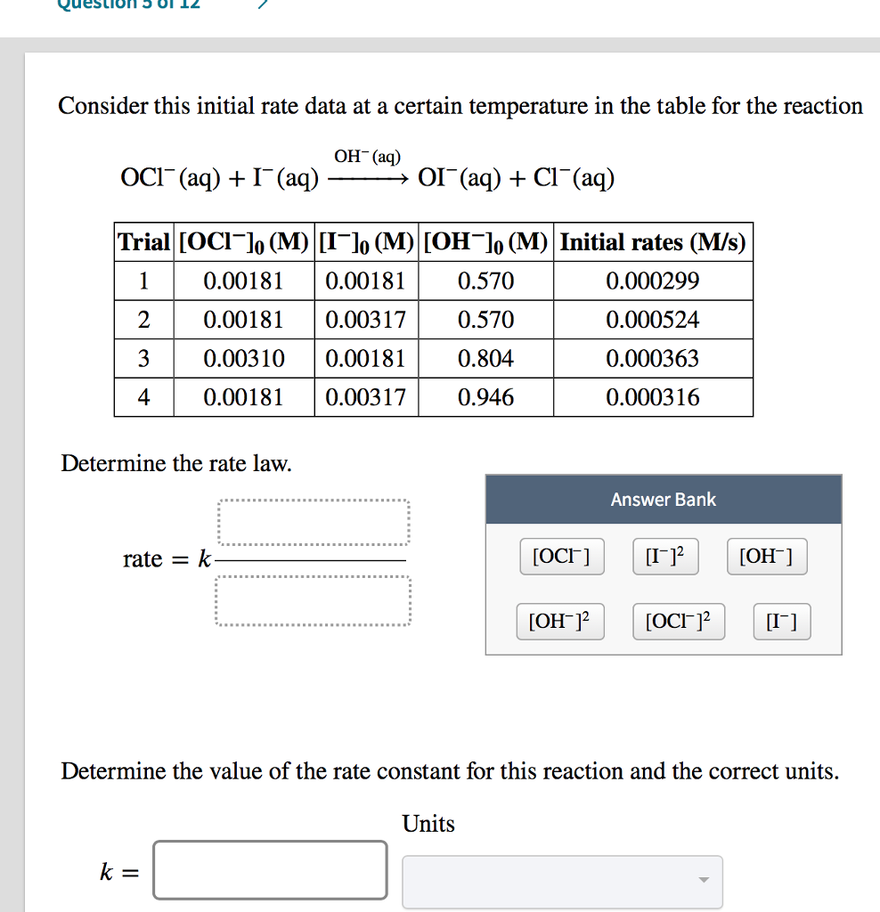 Solved Consider this initial rate data at a certain | Chegg.com Solved Consider this initial rate data at a certain | Chegg.com