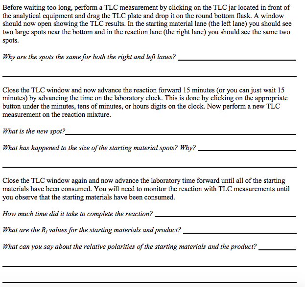 Solved Before waiting too long, perform a TLC measurement by | Chegg.com