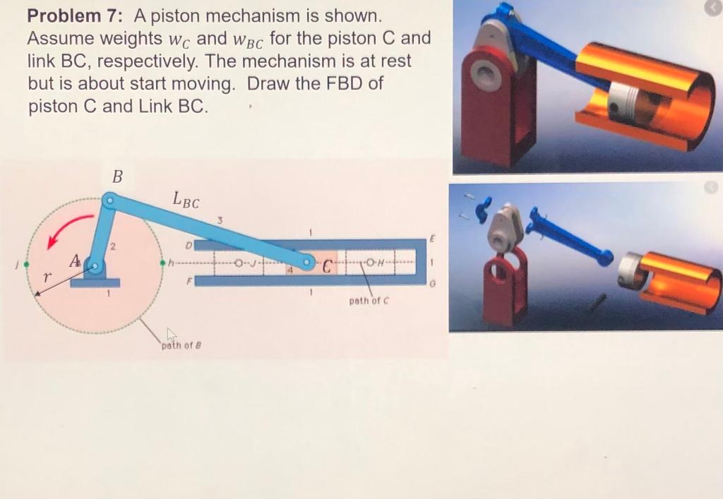 Solved Problem 7: A piston mechanism is shown. Assume | Chegg.com