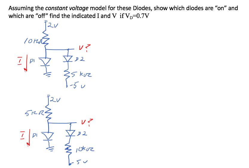 Solved Assuming the constant voltage model for these Diodes, | Chegg.com