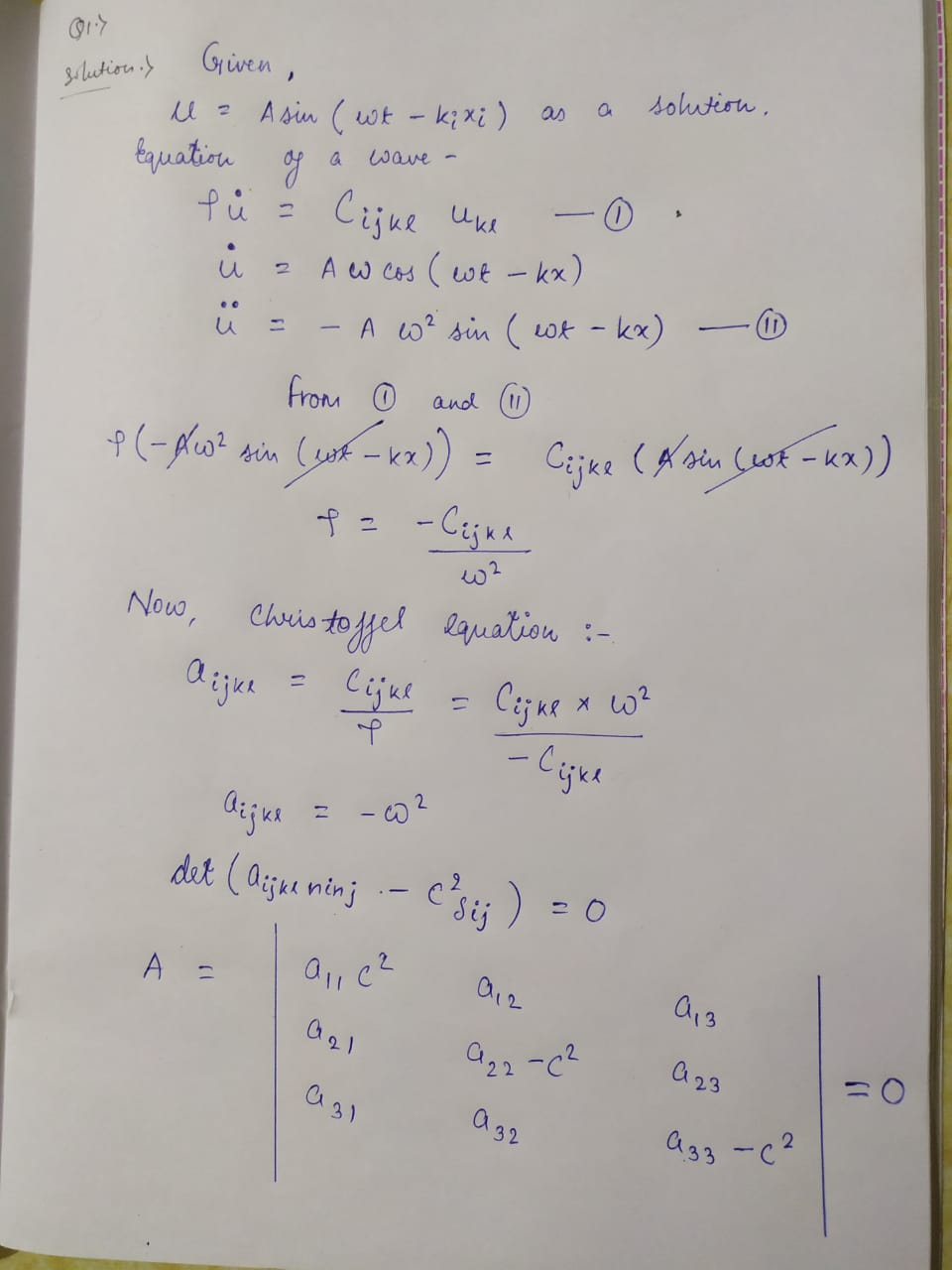 Solved solutions. Given , la Asin (wt - kixi) as a solution, | Chegg.com