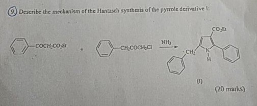 Solved 9.) Describe the mechanism of the Hantzsch synthesis | Chegg.com