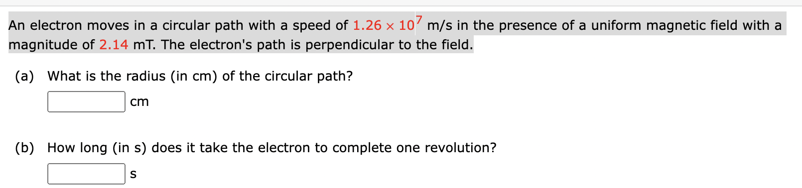 Solved An electron moves in a circular path with a speed of | Chegg.com