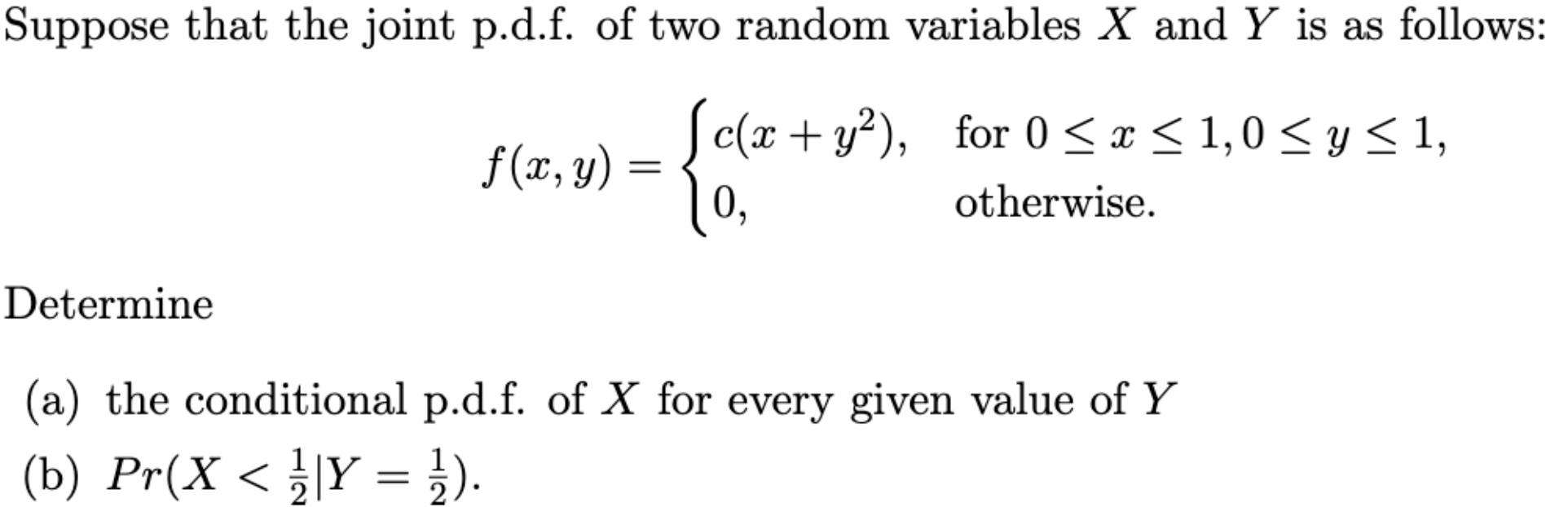 Solved Suppose that the joint p.d.f. of two random variables | Chegg.com