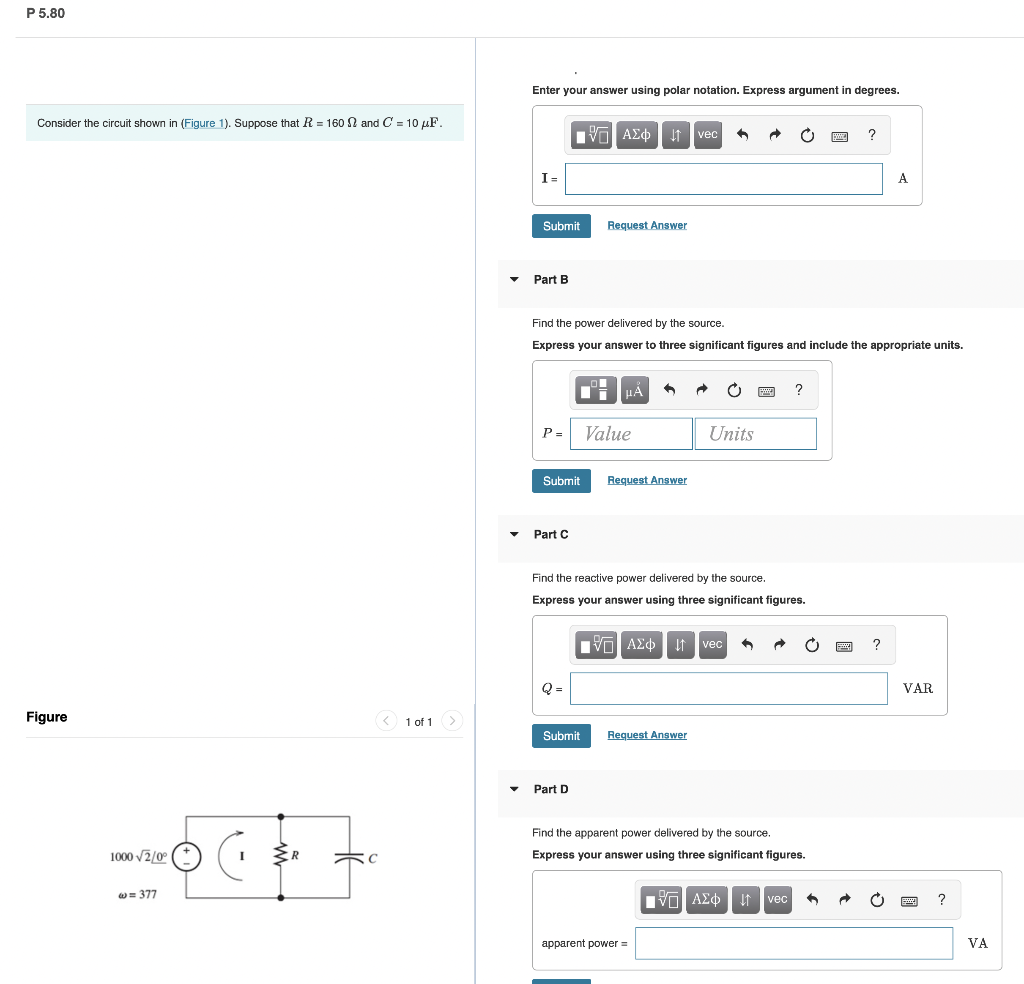 Solved P5.80 Enter your answer using polar notation. Express | Chegg.com