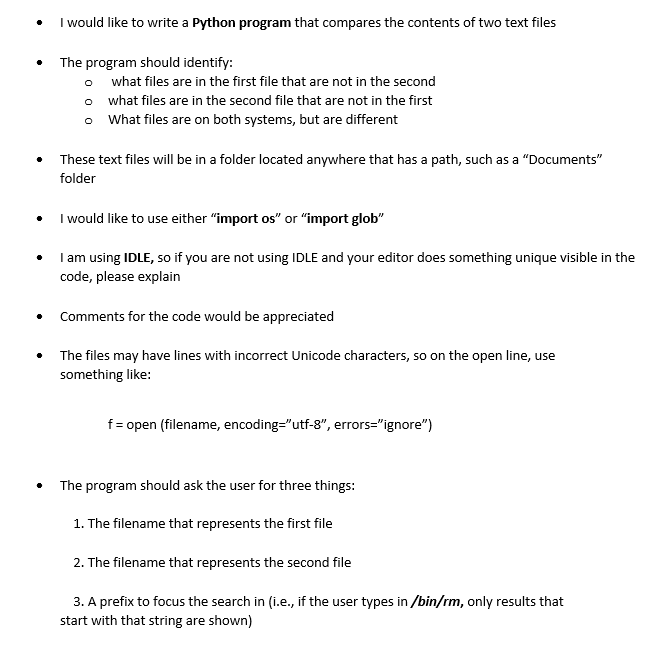 Solved I Would Like To Write A Python Program That Compares 9708