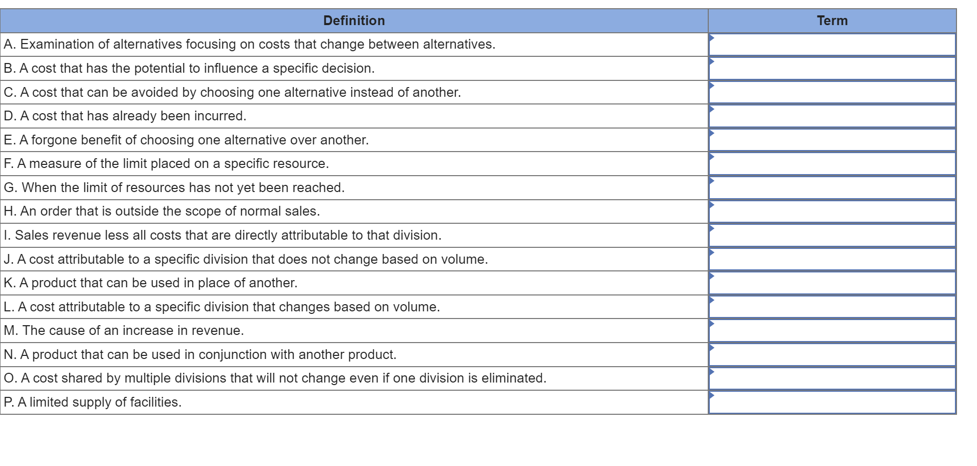 Solved Match each definition with its related term by | Chegg.com