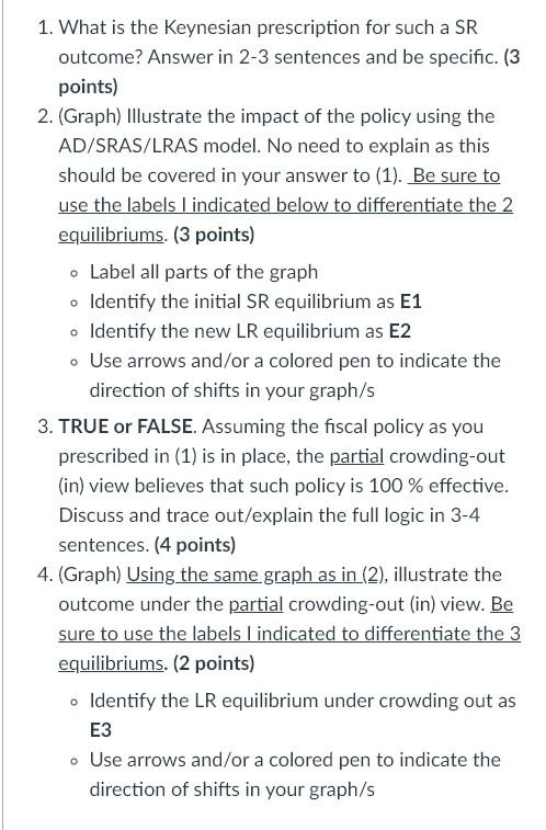 Solved Suppose the economy is at an initial SR equilibrium | Chegg.com