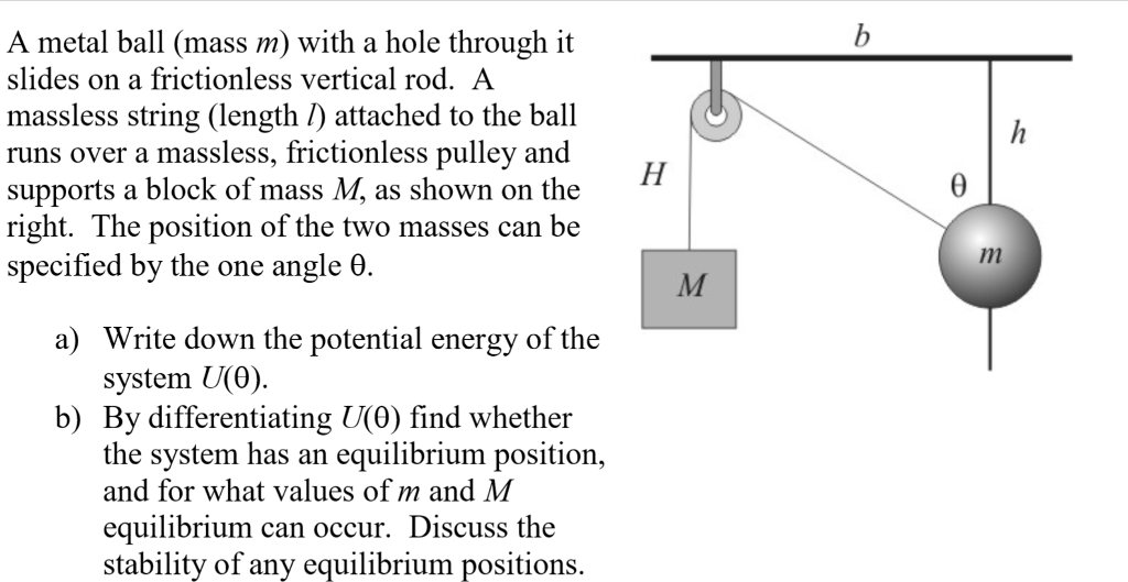 Solved A metal ball (mass m) with a hole through it slides | Chegg.com