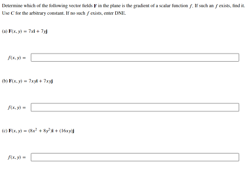 Solved Determine which of the following vector fields F in | Chegg.com