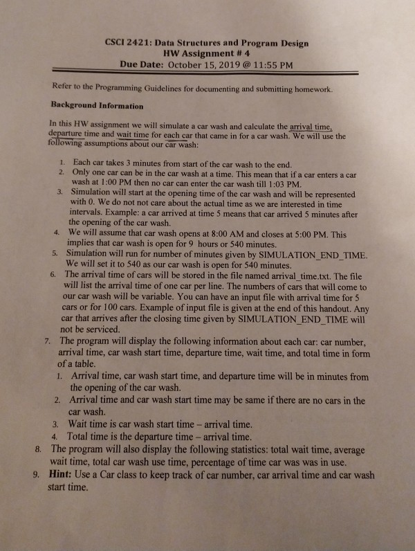 CSCI 2421: Data Structures and Program Design HW | Chegg.com