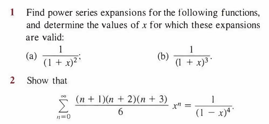 Solved 1 Find power series expansions for the following | Chegg.com