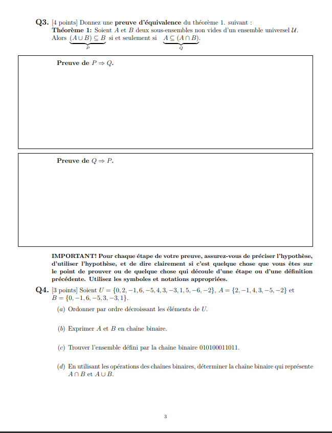 Solved Q3. [4 points] Donnez une preuve d’´equivalence du | Chegg.com