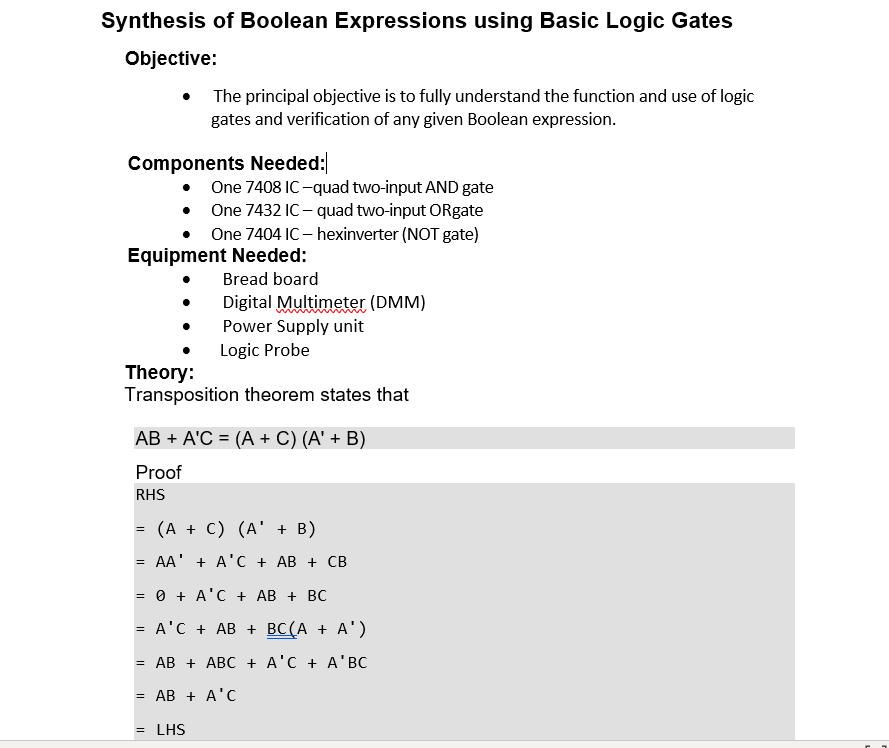 Solved Synthesis Of Boolean Expressions Using Basic Logic 2631