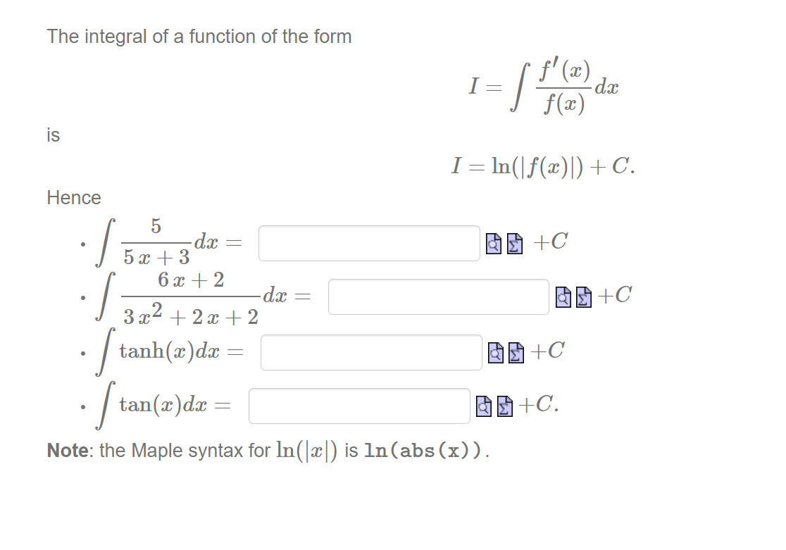 Solved The integral of a function of the form f'(x) I= -da | Chegg.com