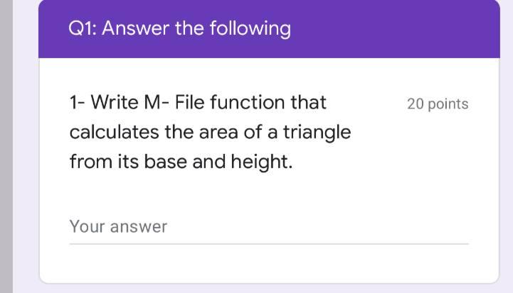 Solved Q1 Answer The Following 20 Points 1 Write M File 