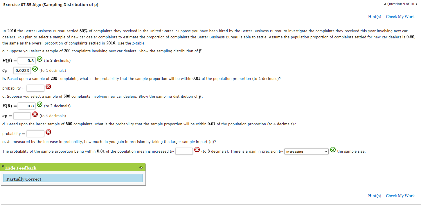 Solved Exercise 07.35 Algo (Sampling Distribution of p) | Chegg.com