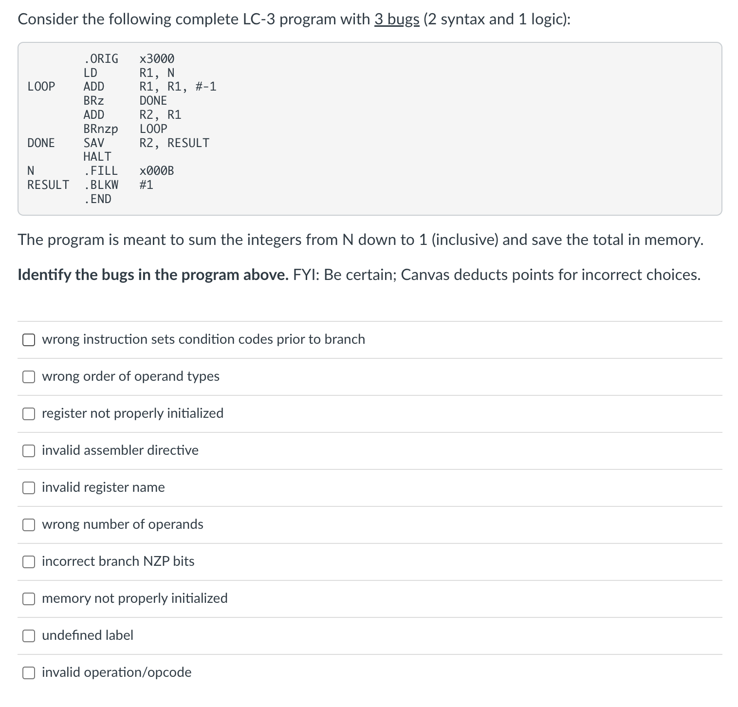 Solved Consider the following complete LC- 3 ﻿program with 3 | Chegg.com