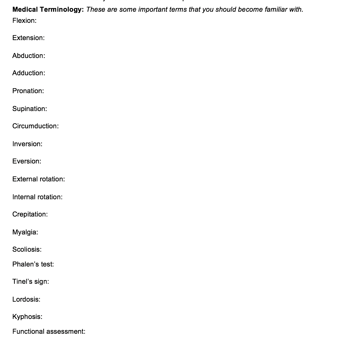 Solved Medical Terminology: These are some important terms | Chegg.com