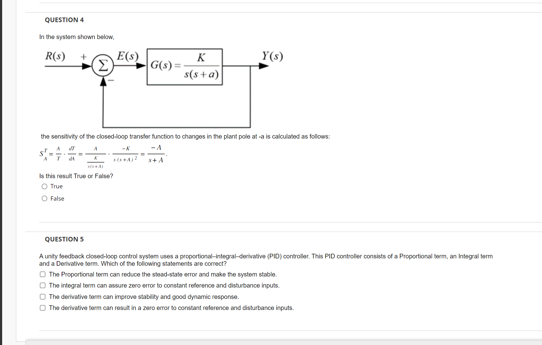 Solved In the system shown below, the sensitivity of the | Chegg.com