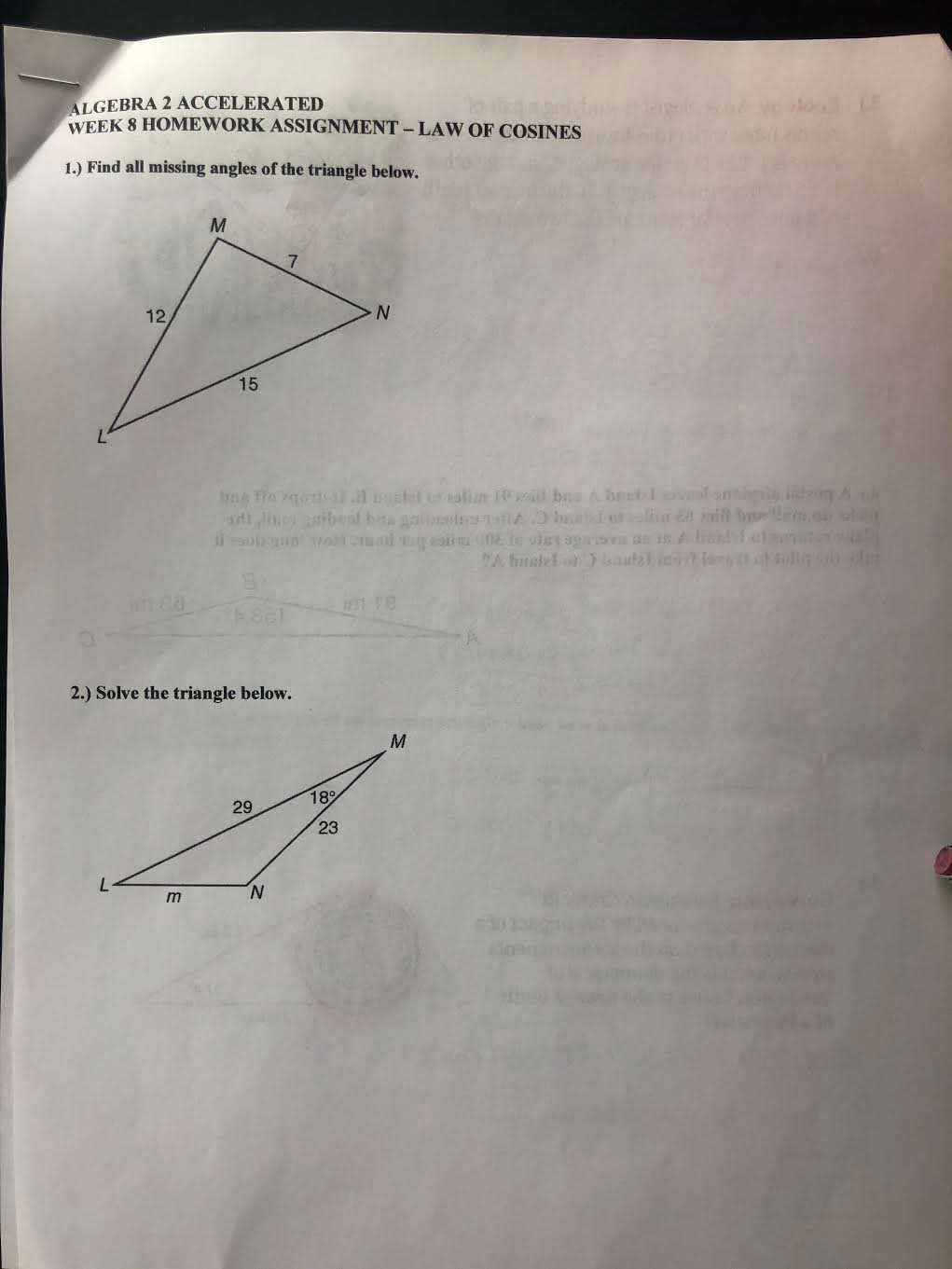 Solved ALGEBRA 2 ACCELERATED WEEK 8 HOMEWORK ASSIGNMENT - | Chegg.com