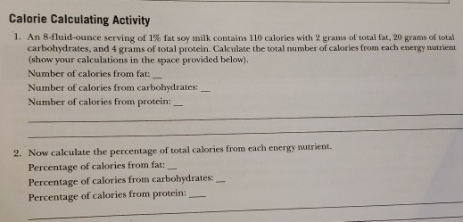 Solved Calorie Calculating Activity 1. An 8-fluid-ounce | Chegg.com