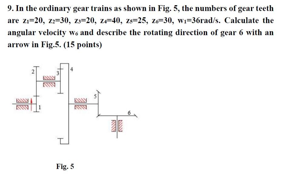 Solved 9. In the ordinary gear trains as shown in Fig. 5, | Chegg.com