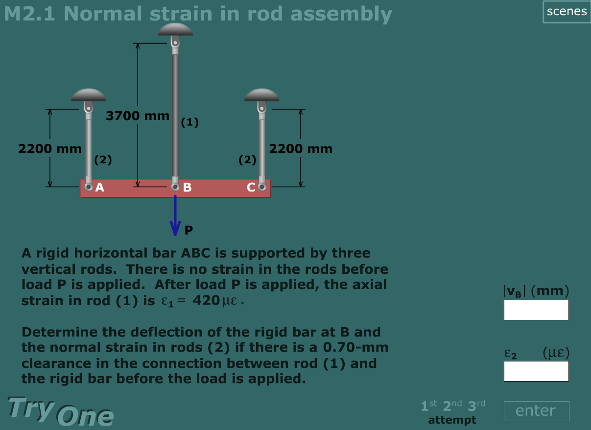 Solved M2.1 Normal strain in rod assembly scenes 3700 mm (1) | Chegg.com