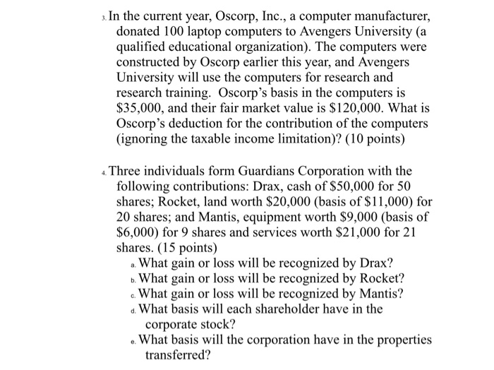 Solved 3. In the current year, Oscorp, Inc., a computer | Chegg.com