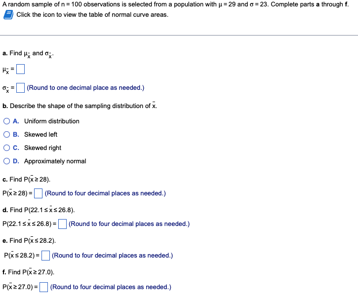 Solved A random sample of n=100 observations is selected | Chegg.com