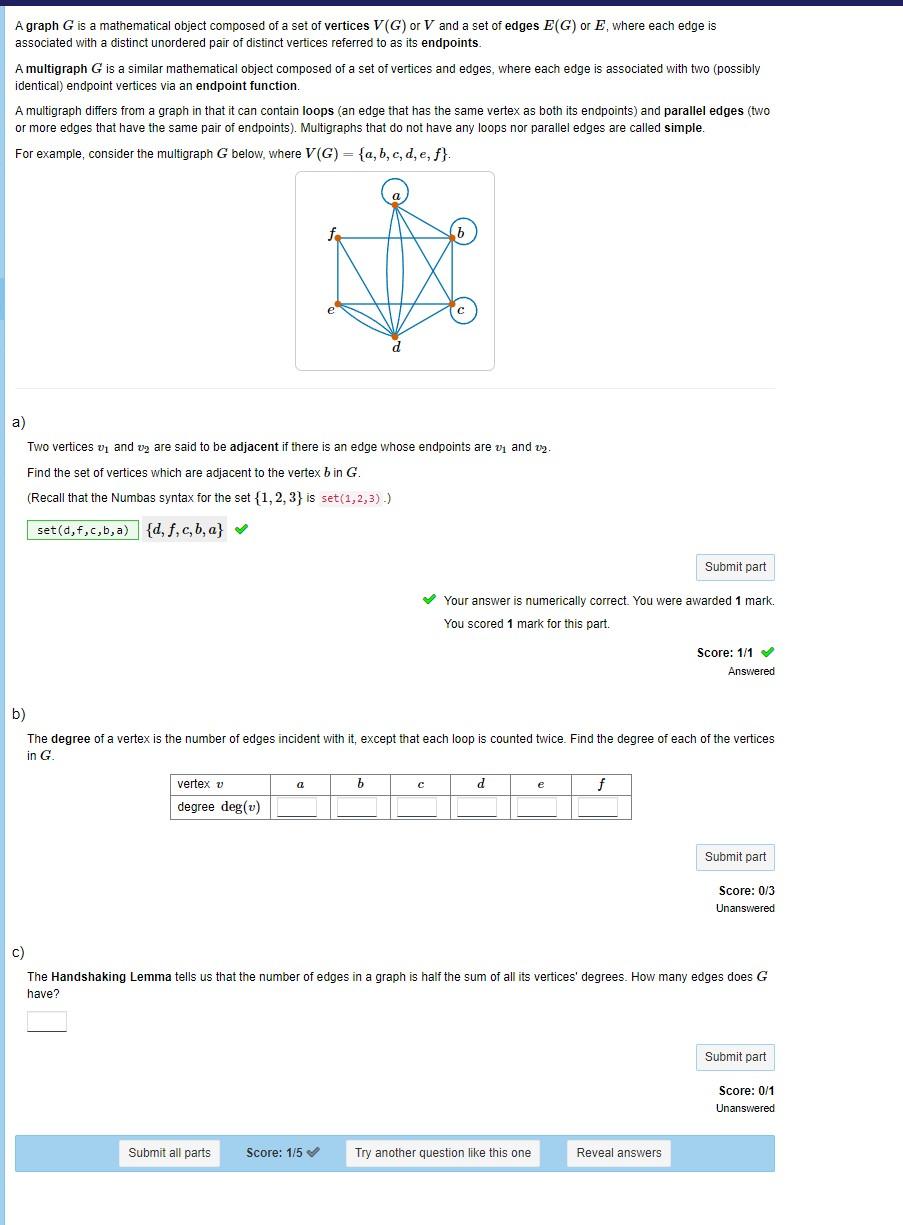 Solved A graph G is a mathematical object composed of a set | Chegg.com