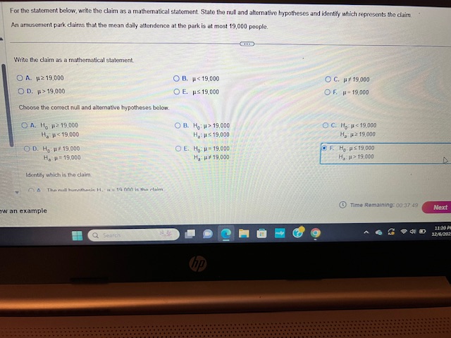 Solved for the statement below write the claim as a | Chegg.com