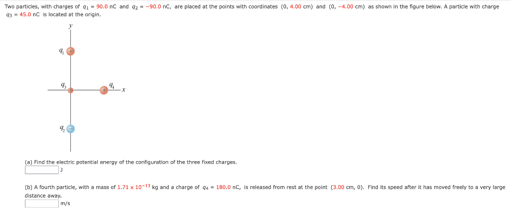 Solved Two particles, with charges of q1=90.0nC and | Chegg.com