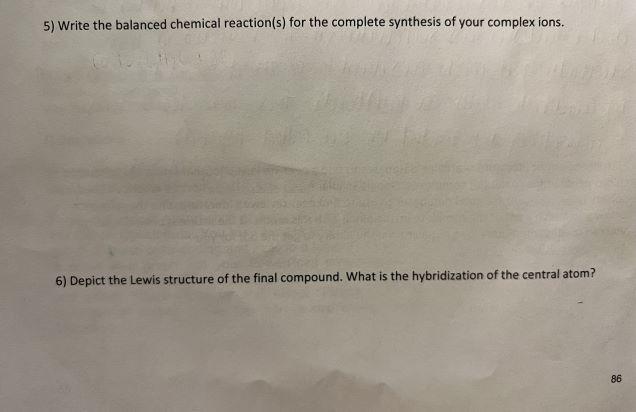 Solved Write the balance chemical reaction(s) for complete | Chegg.com