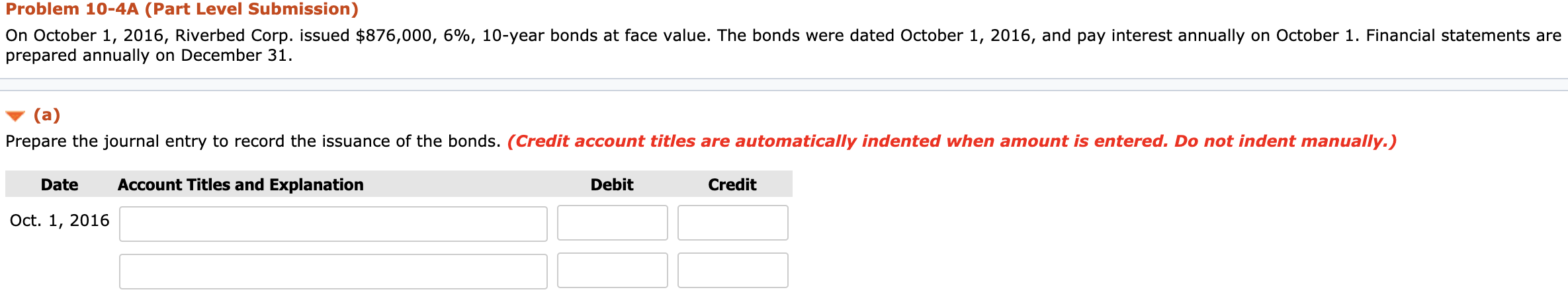 Solved Problem 10-4A (Part Level Submission) On October 1, | Chegg.com
