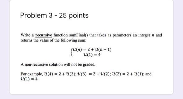 Solved Problem 3 25 Points Write A Recursive Function 3631