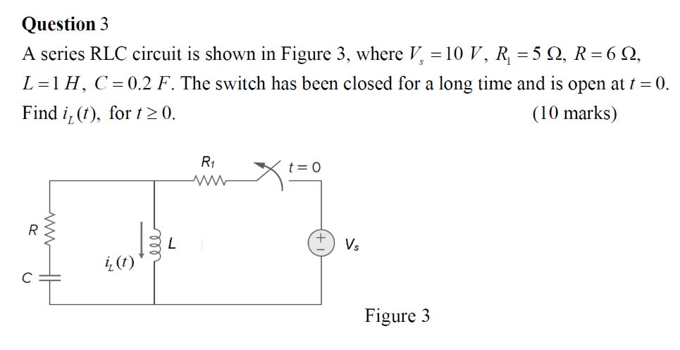 Solved Question 3 A series RLC circuit is shown in Figure 3, | Chegg.com